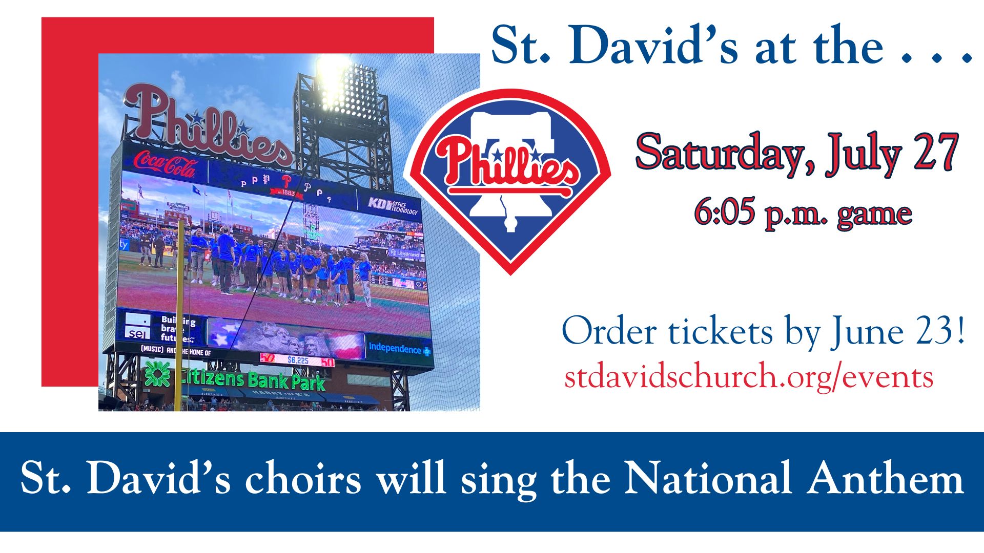 St. David's Choirs Sing National Anthem at the Phillies! - St. David's ...