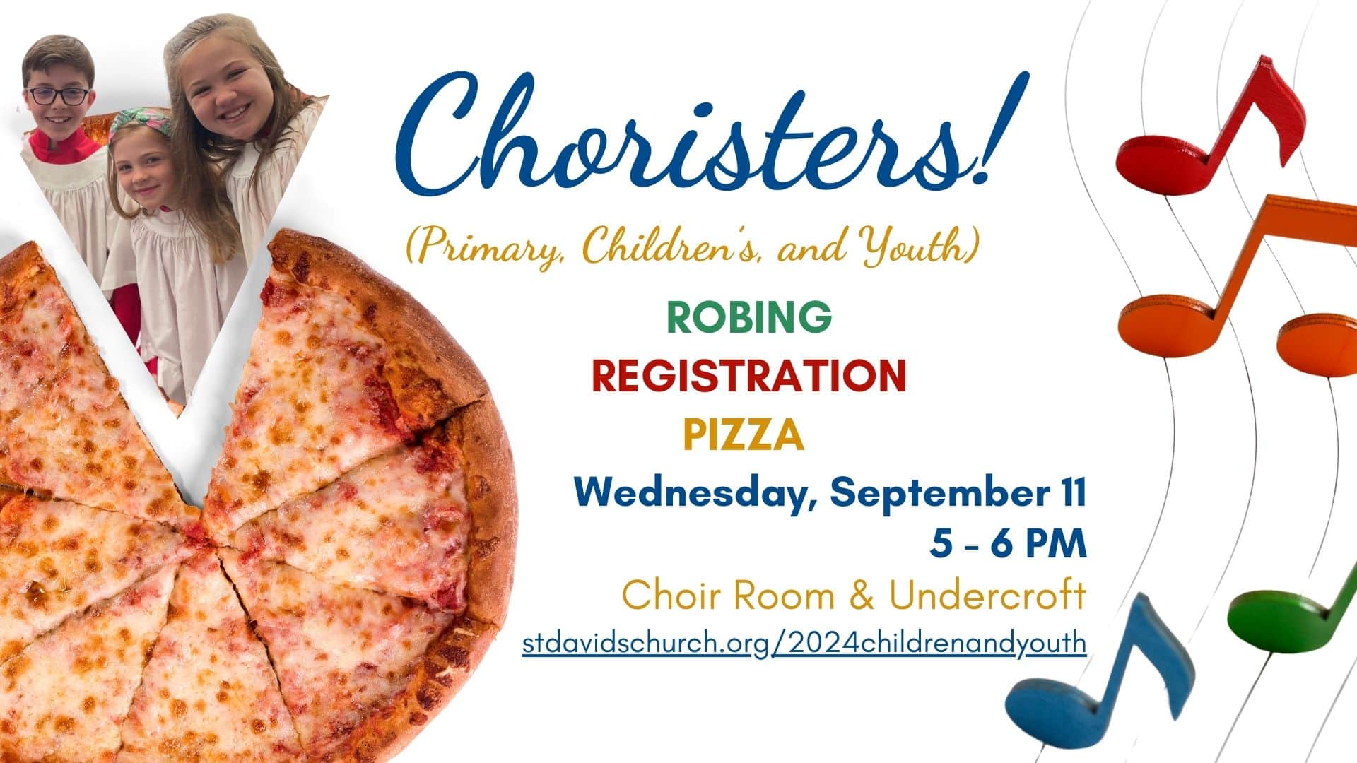 Choir Robing, Registration, and Pizza - St. David's Episcopal Church